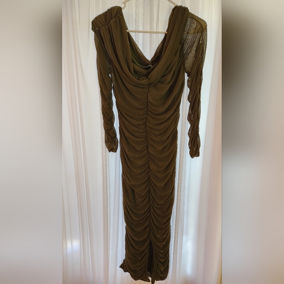 Dresses | Fall Off Shoulder Maxi Bodycon Dress Long Sleeve Ruched ...